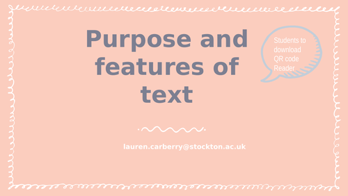 Purpose and features of text | Teaching Resources