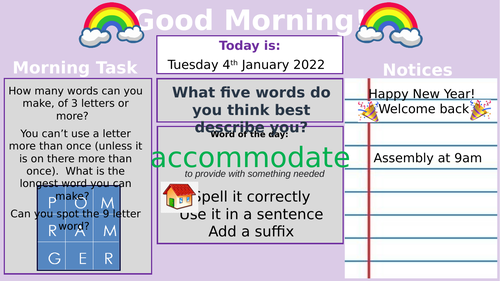 Morning Task Slides | Teaching Resources
