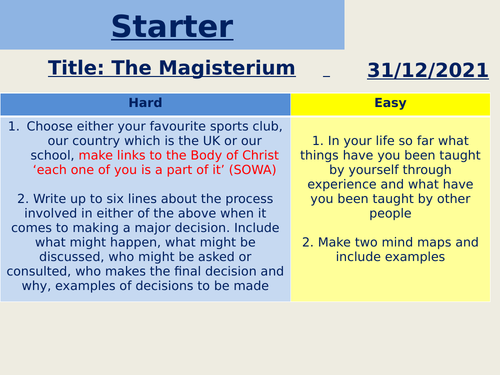 RE Religion KS3 x 2 lessons Apostolic succession and Magisterium ...