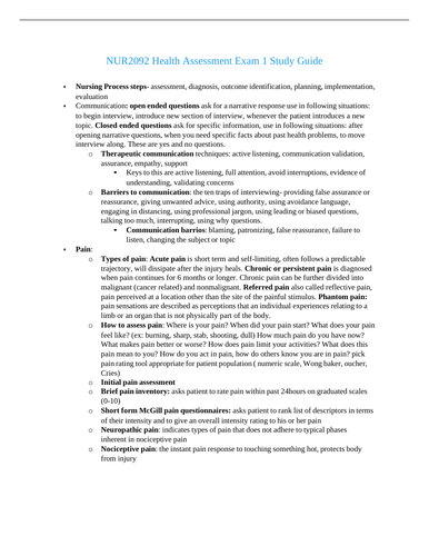 NUR 2092 / NUR2092: Health Assessment Exam 1 Study Guide (Latest 2022 / ... NUR 2092 / NUR2092: Health Assessment Exam 1 Study Guide (Latest 2022 / ...