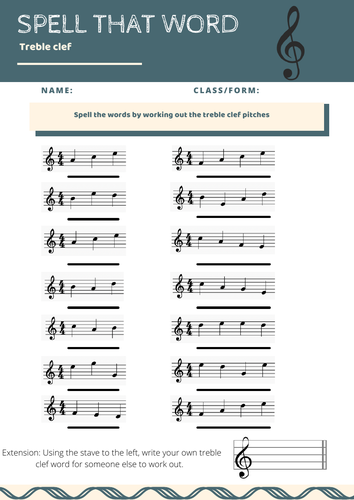 Spell That Word - Treble Clef | Teaching Resources