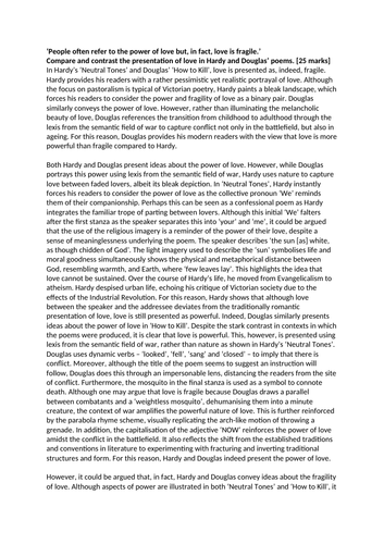 AQA A Level English Literature A Unseen Poetry Exemplar Essays ...