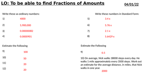 Fractions of Amounts | Teaching Resources