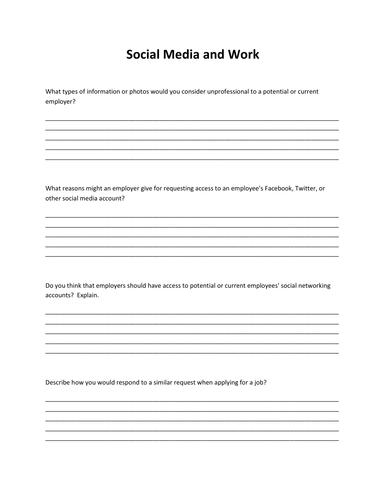 Social media and work - Online accountability activity | Teaching Resources
