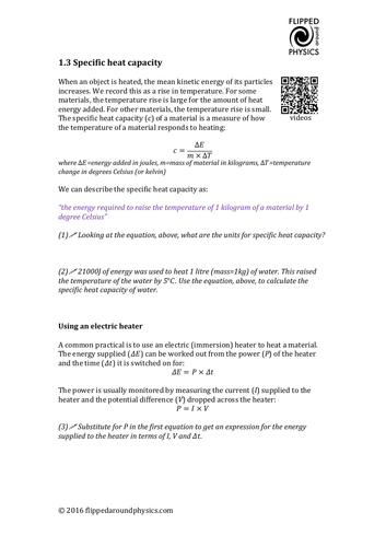 Specific heat capacity | Teaching Resources
