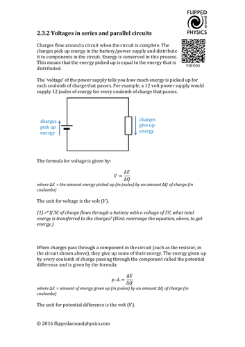 Voltages in series and parallel circuits | Teaching Resources