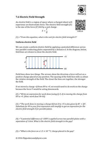 Electric field strength | Teaching Resources