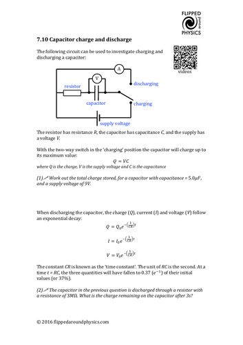 Capacitor charge and discharge | Teaching Resources
