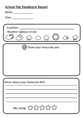 School Trip Feedback Report for children to complete | Teaching Resources