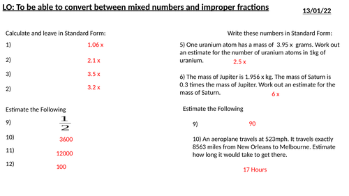 Converting Mixed Numbers | Teaching Resources