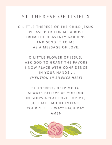 Prayer to St Therese of Lisieux | Teaching Resources