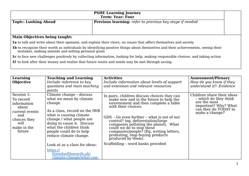 Looking Ahead PSHE Year 4 | Teaching Resources