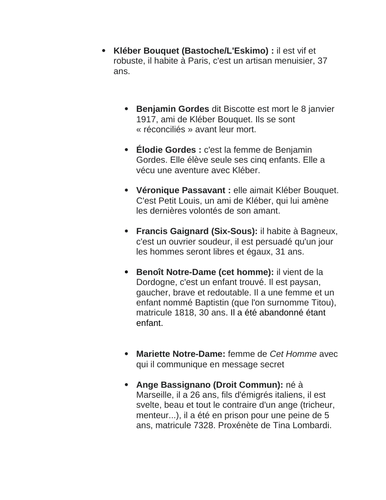 Un long dimanche de fiançailles A LEVEL FRENCH the characters of film ...