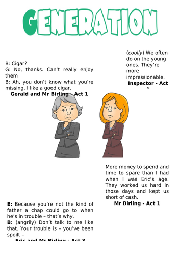 An Inspector Calls Generation Key Quotes | Teaching Resources