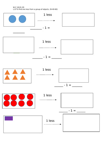 EYFS/Yr1 LA one less | Teaching Resources
