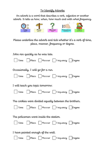 Identify the Adverb | Teaching Resources