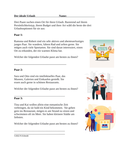 German Holiday Reading: Der ideale Urlaub (Hotel/Reisen) | Teaching ...