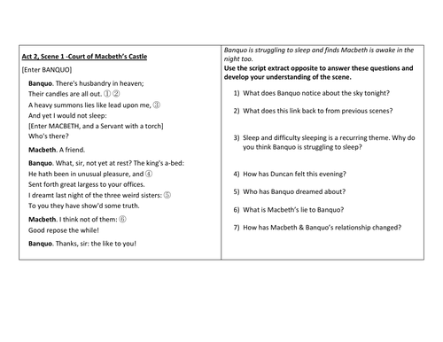 Macbeth Comprehension Worksheets - Act 2&3 | Teaching Resources