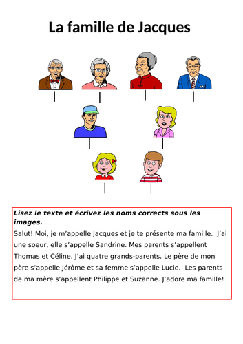 Ma famille / Family / Family members | Teaching Resources