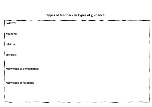 OCR GCSE PE - Feedback vs Guidance | Teaching Resources