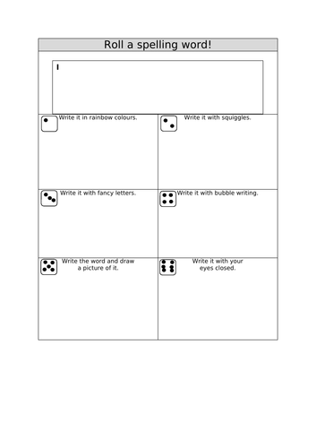 Roll the spelling words! | Teaching Resources