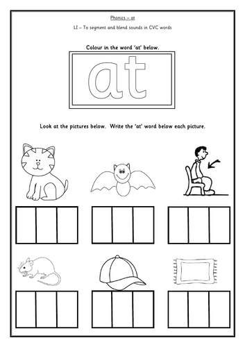 'at' Spellings and Phonics Worksheets | Teaching Resources