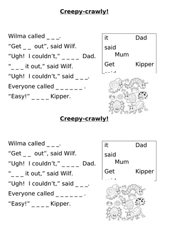 ORT Creepy-Crawly worksheet | Teaching Resources