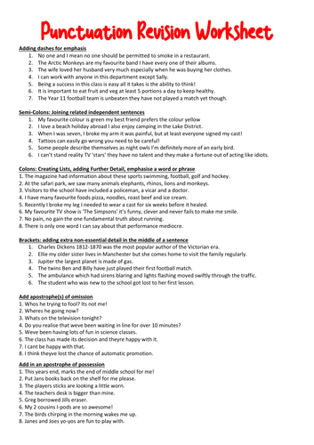 Free punctuation worksheet | Teaching Resources