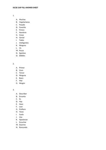 IGCSE EDEXCEL grammar gap fill practice | Teaching Resources