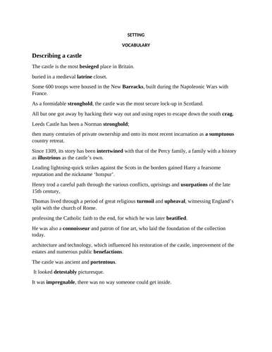 GCSE English Vocabulary ( Describing a Setting) | Teaching Resources