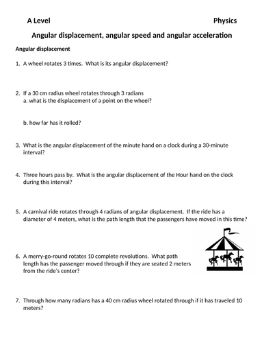 Angular acceleration questions | Teaching Resources
