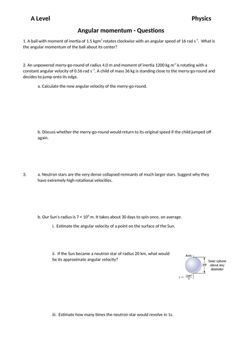 Angular momentum questions | Teaching Resources