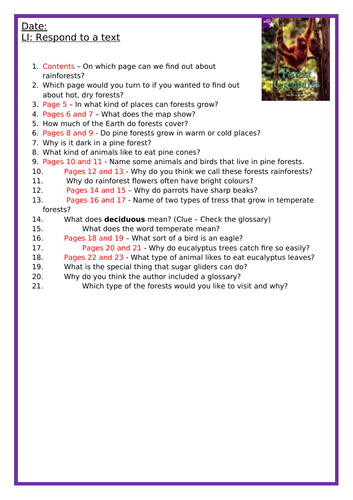 Purple Band Guided Reading Questions | Teaching Resources