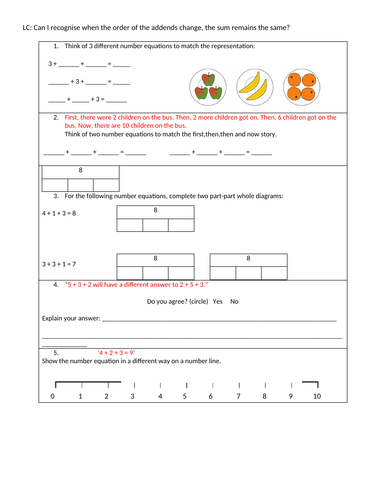 Order of Addends | Teaching Resources