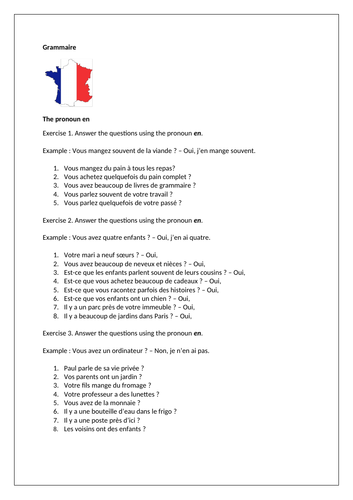 The pronoun en | Teaching Resources