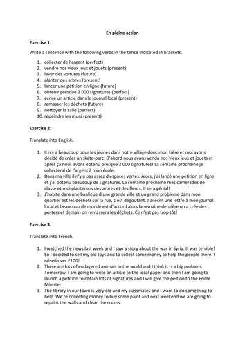 AQA/EDEXCEL Studio GCSE French (Higher) – Module 4 – En pleine action ...