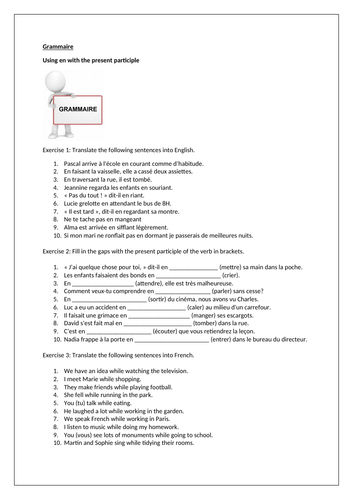 Using en with the present participle | Teaching Resources