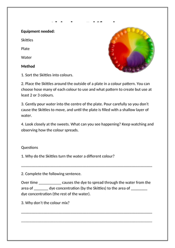 KS3 Science Skittles Diffusion Experiment | Teaching Resources