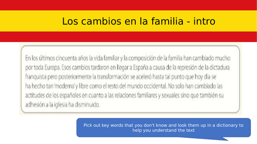 AS Spanish Lesson 1.1 Los cambios en la familia | Teaching Resources