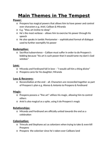A Level English Literature - The Tempest | Teaching Resources