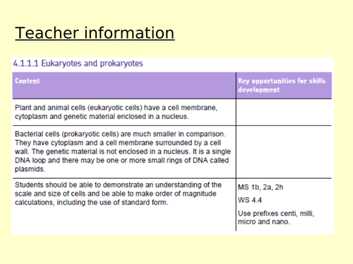 Eukaryotic & Prokaryotic Cells. AQA GCSE (KS4) Biology/Science lesson ...