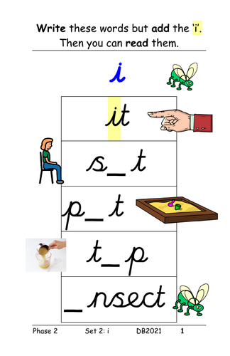 Phase 2, Set 2, table cards - i. m, n, d | Teaching Resources