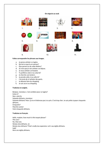 AQA/EDEXCEL Studio GCSE French (Higher) – Module 5 – On négocie au souk ...