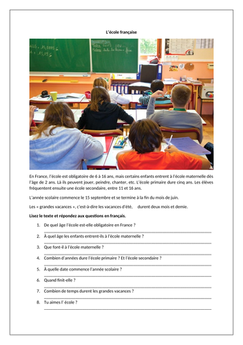 L’école française / School in France | Teaching Resources