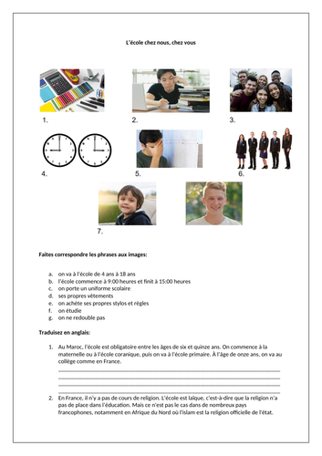AQA/EDEXCEL Studio GCSE French (Higher)– Module 6– L’école chez nous ...