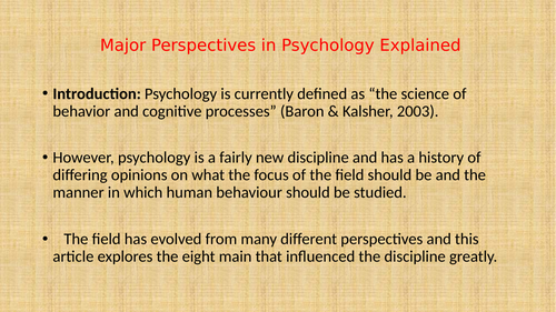 Theories and Perspectives in Psychology | Teaching Resources