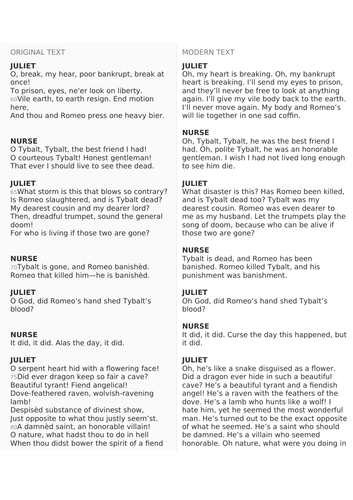 Romeo and Juliet Act 3 scene 2 lines 57 - 85 | Teaching Resources
