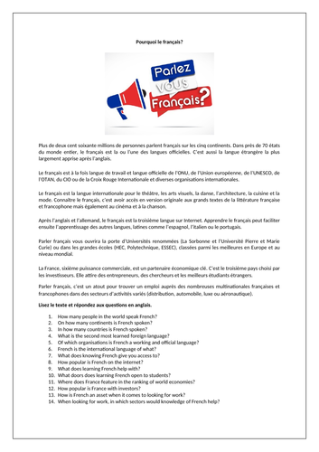 AQA/EDEXCEL Studio GCSE French (Higher) – Module 7 – Les langues sont ...