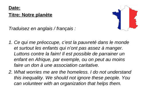 AQA/EDEXCEL Studio GCSE French (Higher) – Module 8 – Notre planète ...