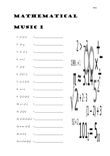 Musical Maths I - Very easy sheet | Teaching Resources